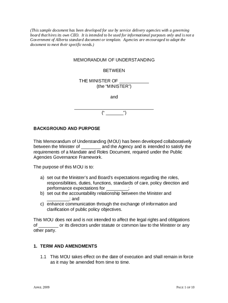 Sample Mandate and Roles - Service Delivery Agency. Sample Mandate and ...