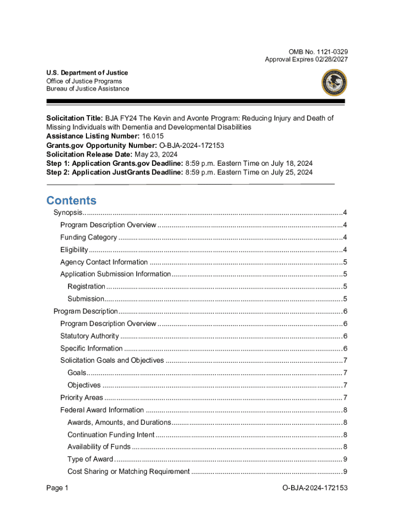 Fillable Online BJA FY24 The Kevin and Avonte Program: Reducing Injury and ... Fax Email Print ...
