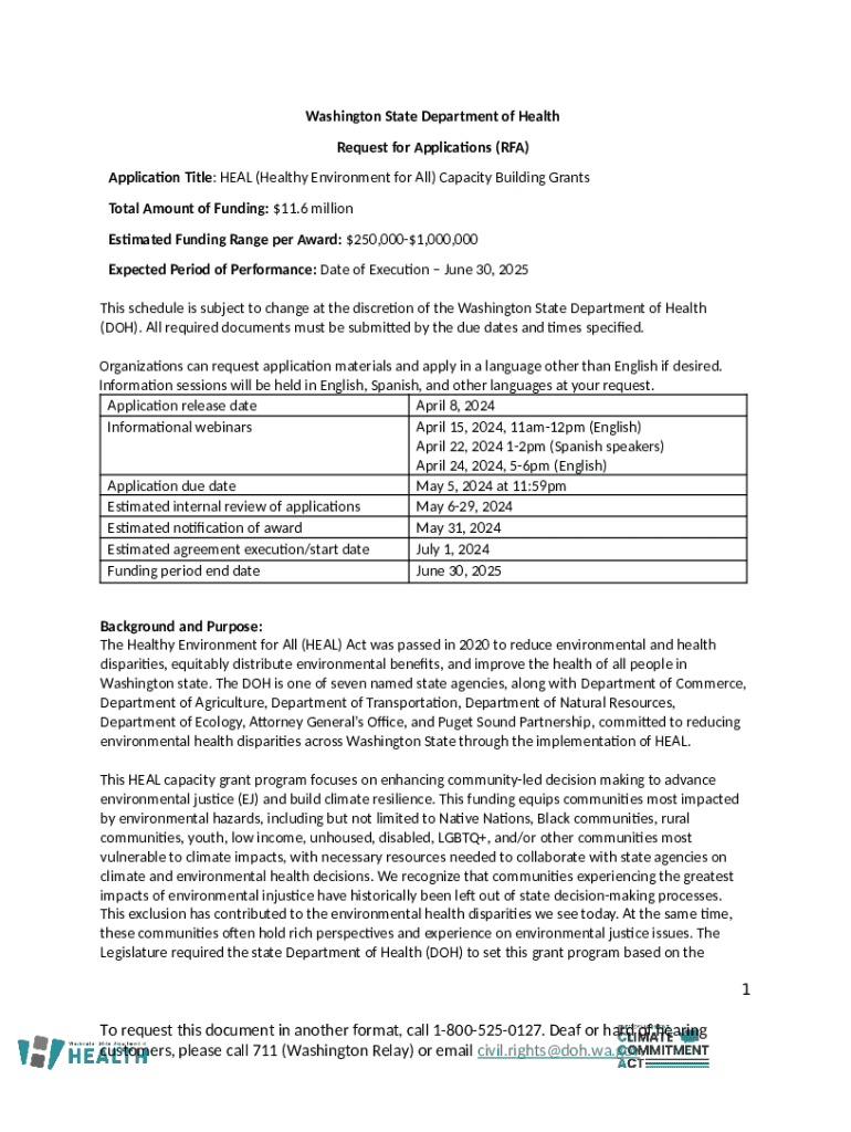 HEAL (Healthy Environment for All) Capacity Building Grants - Request ...