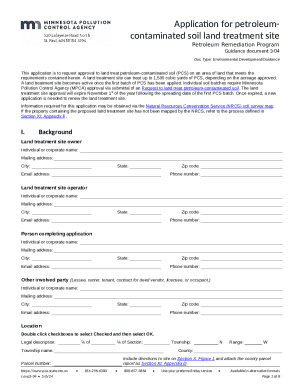 Application for petroleum-contaminated soil land treatment site ...
