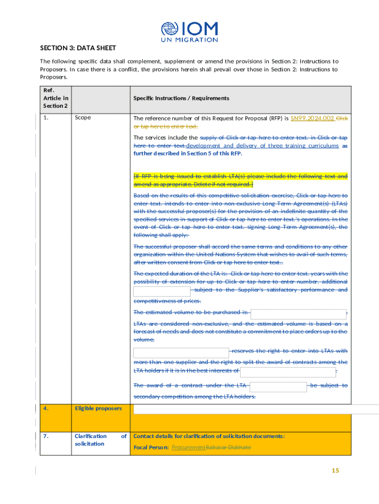REQUEST FOR PROPOSAL (RFP) (To Conduct ... Doc Template | pdfFiller