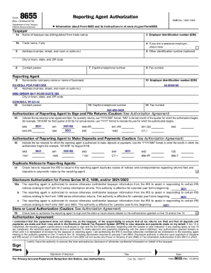 Fillable Online 8655 Federal Reporting Agent Authorization Form Fax ...