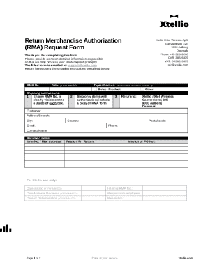 Return Material Authorization (RMA) Request for Credit Doc Template ...
