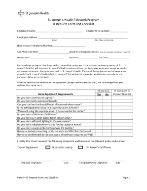 Fillable Online St. Joseph's Health Telework Program IT Request Form ...