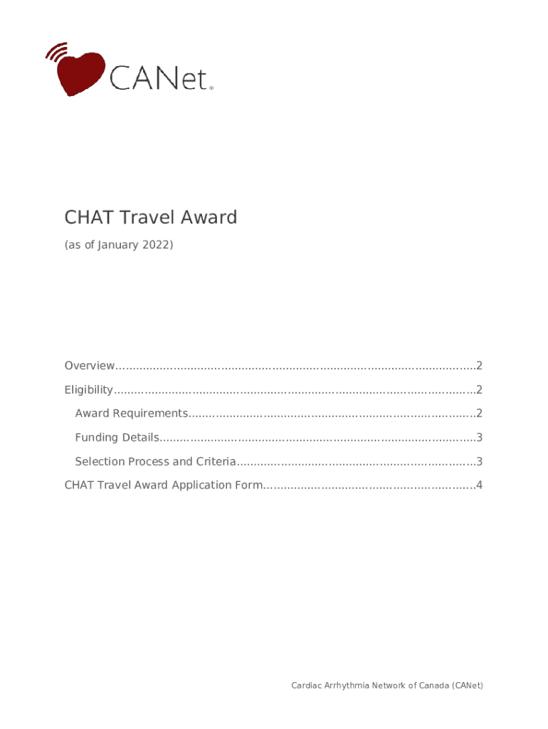 CHAT Travel Award Application Doc Template | pdfFiller