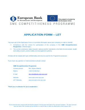SME-CSP - Application LET - Montenegro (ENG) Doc Template | pdfFiller