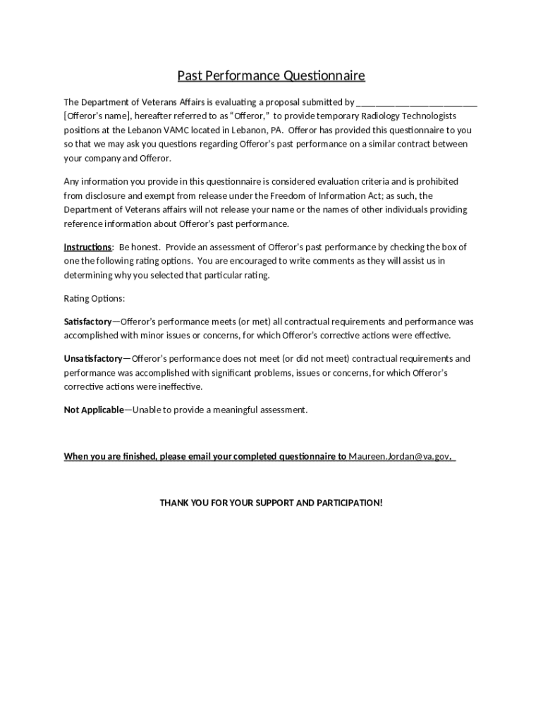 D.3 Past Perance Questionnaire.docx Doc Template | pdfFiller