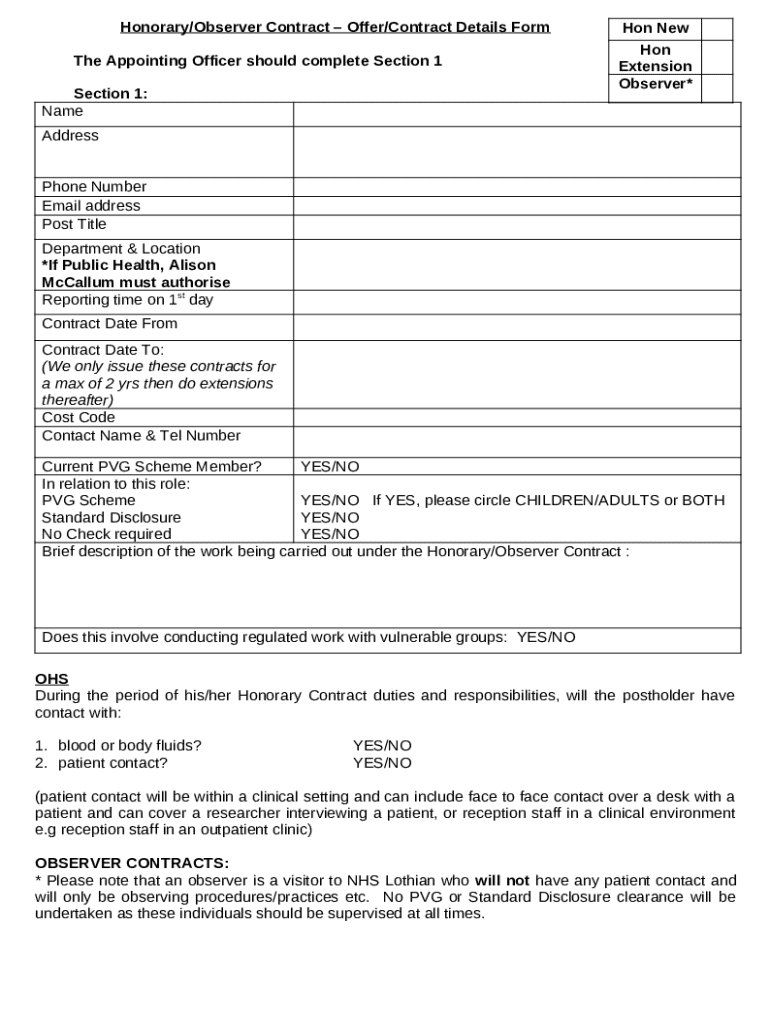 AHP Hands on Requests UK - Honorary.Observer Contract Doc Template ...