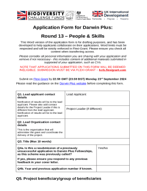 Application for Darwin Plus Main: Round 13 - Stage 1 Doc Template ...