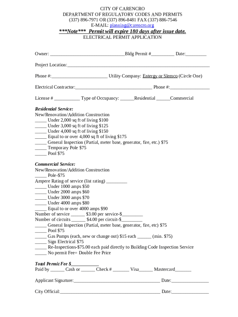 ***Note*** Permit will expire 180 days after issue date. Doc Template ...