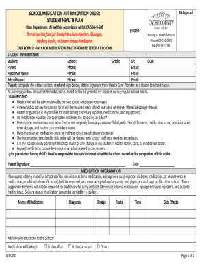 Fillable Online School Administered Medication Authorization Form Fax ...