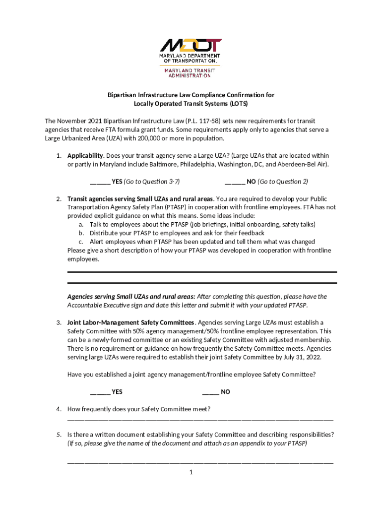 Bipartisan Infrastructure Law Compliance Confirmation Doc Template ...