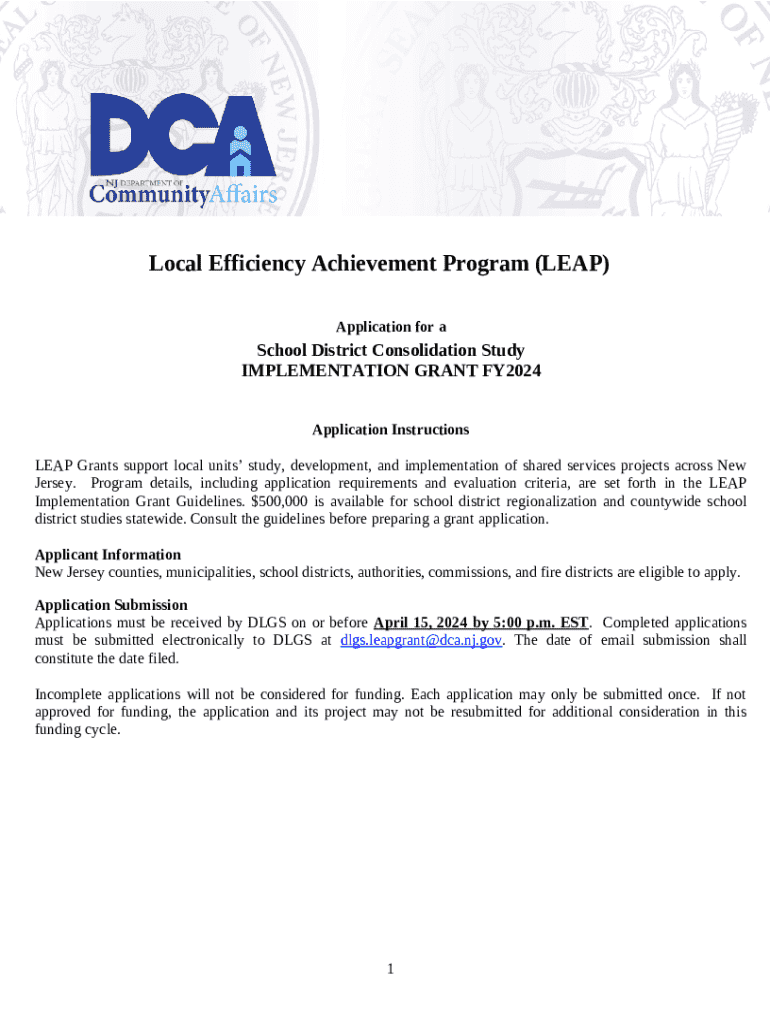 LEAP Implementation Grant Application FY2024 ... - NJ.gov Doc Template ...