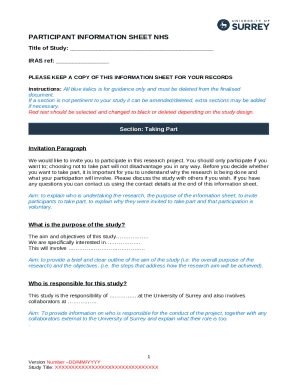 Participant Ination Sheet for FULL TITLE SU Template Doc Template ...