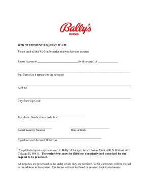 Fillable Online w2g statement request form Fax Email Print - pdfFiller