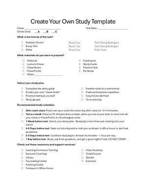 Fillable Online Create a Study Plan Template - Create a Study Plan Step ...