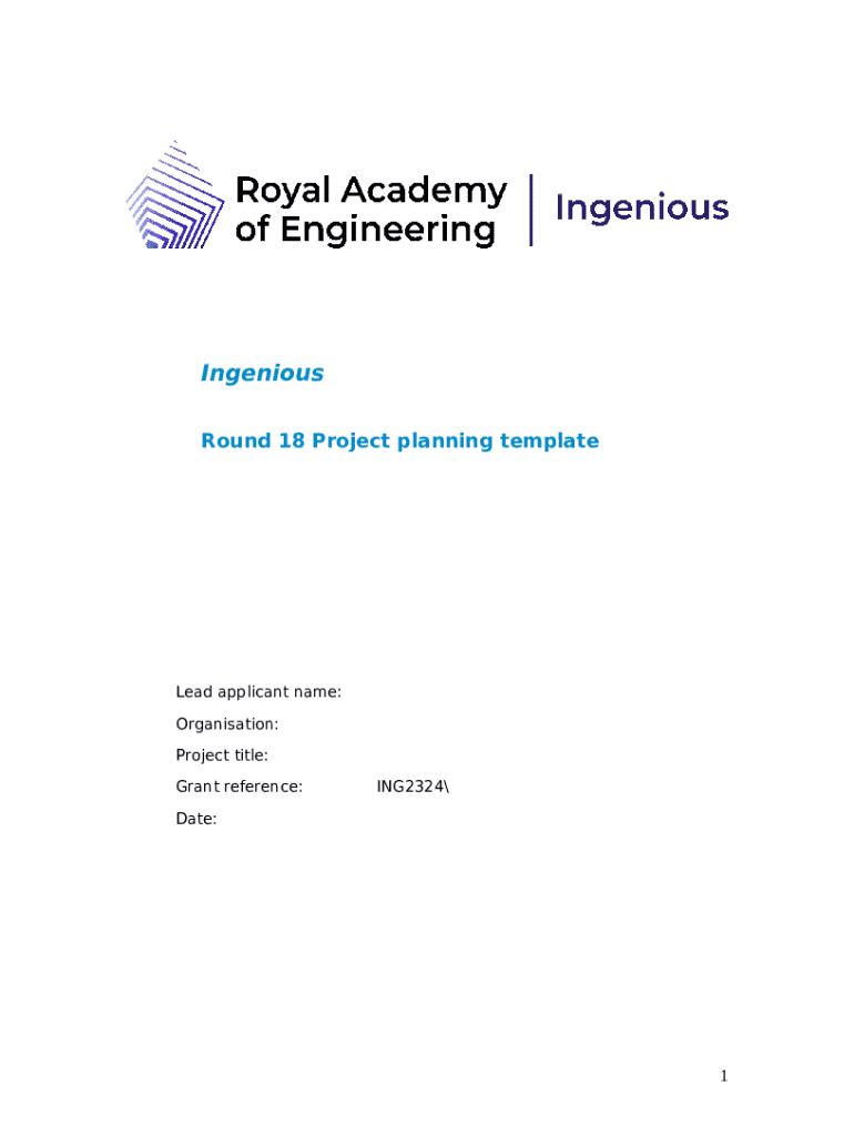 R18 Pre Project Planning Template - raeng org Doc Template | pdfFiller