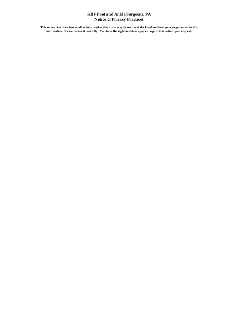 Ankle and Foot Surgical and Podiatry Clinic Notice of ... Doc Template ...