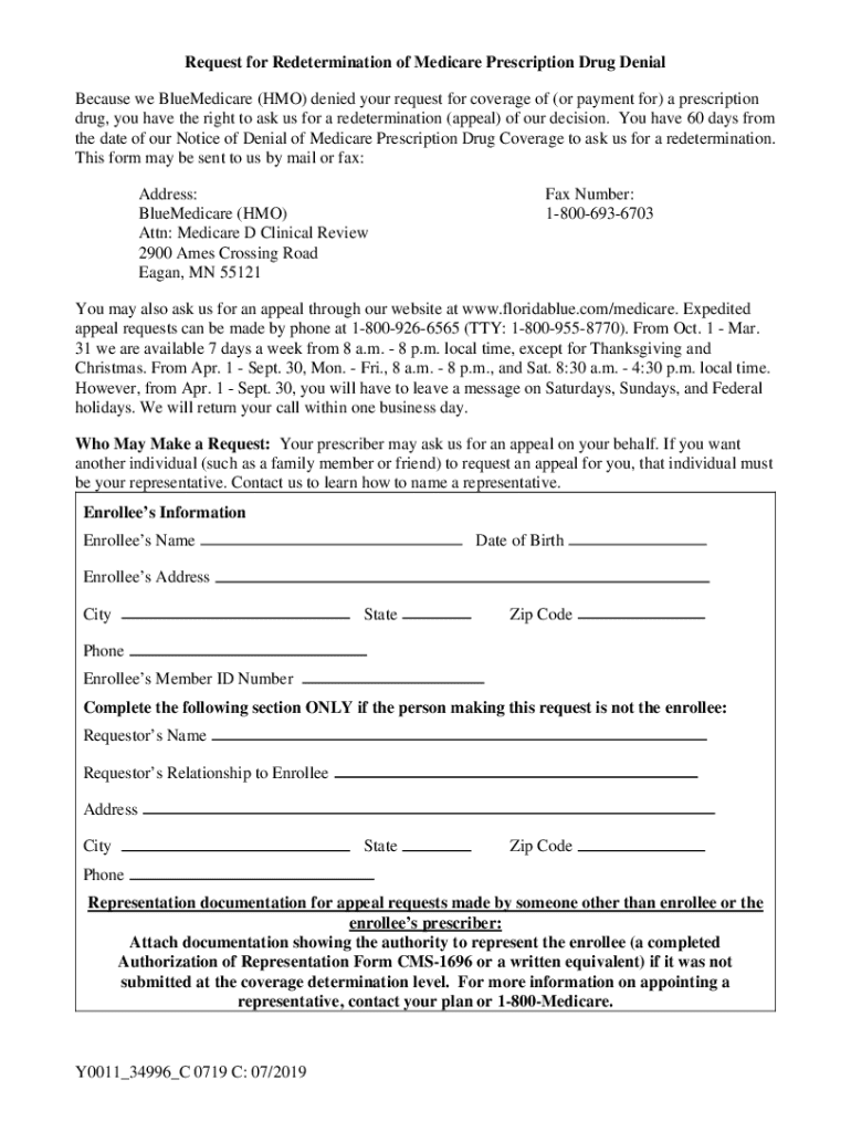 Fillable Online Part D Appeal Form (PDF) Fax Email Print - pdfFiller