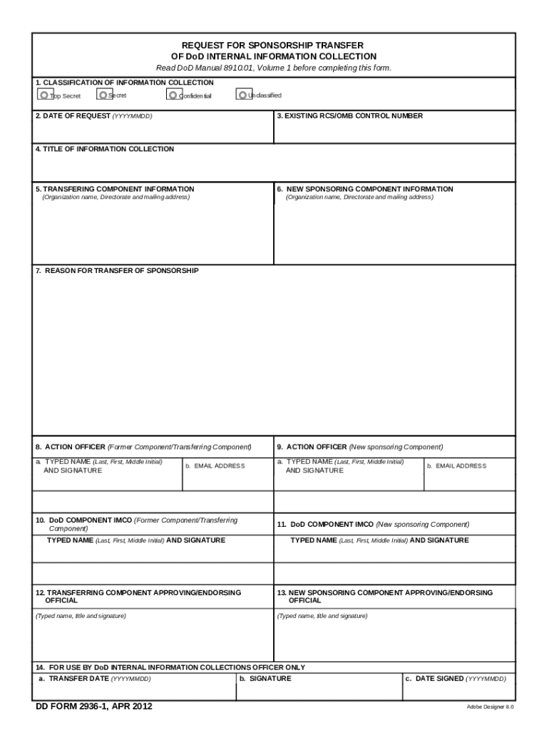 Fillable Online DD Form 2936-2, Request for Transfer of DoD Internal or ...
