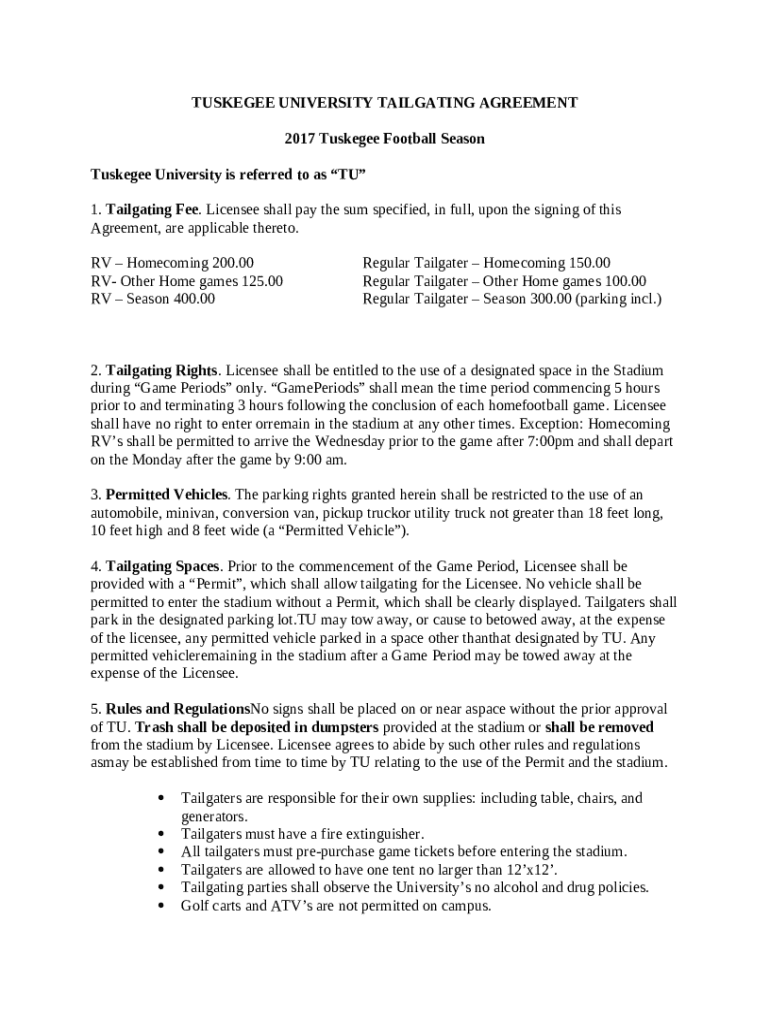 Tailgating and Vending Ination Doc Template | pdfFiller