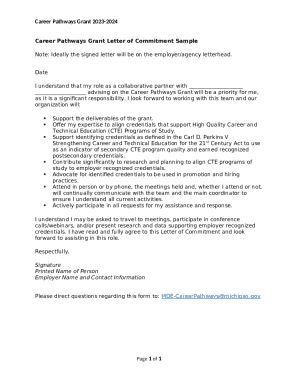 Letter of Commitment Sample Doc Template | pdfFiller