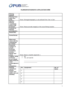 Filming-Photography-Application-. ... Doc Template | pdfFiller