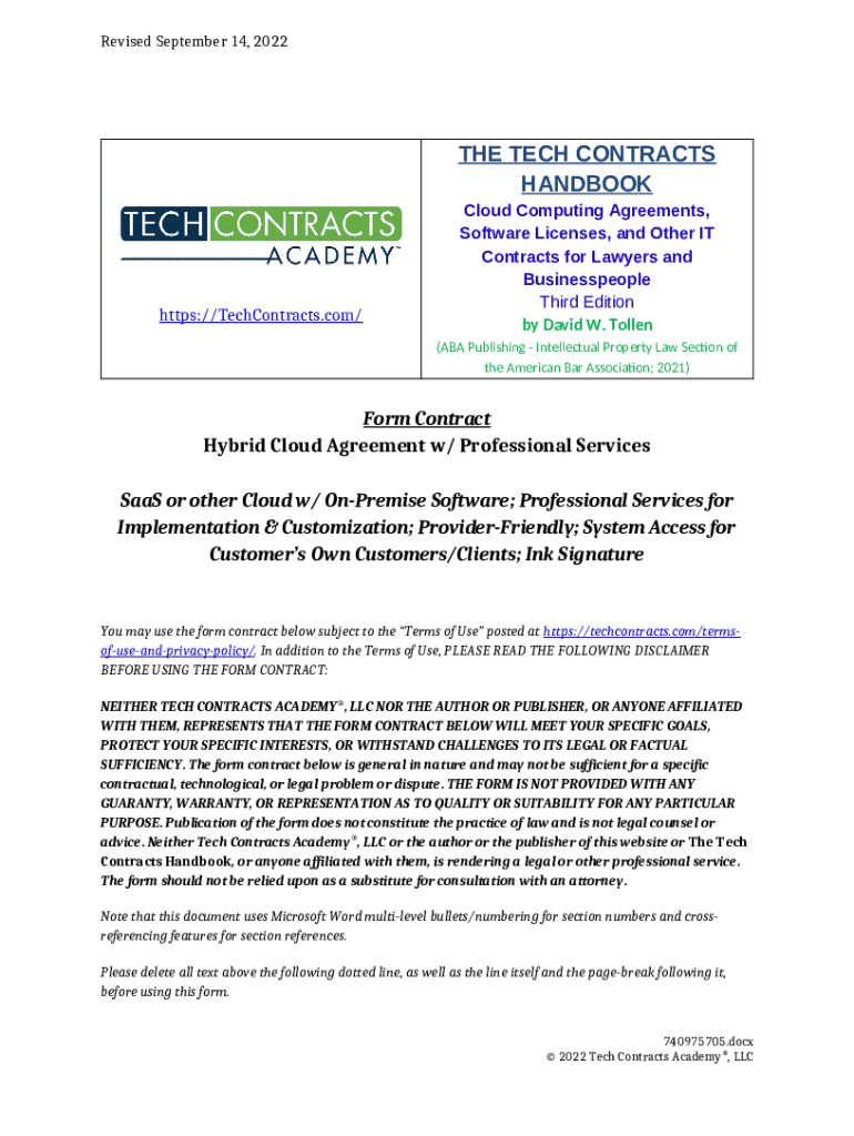 Professional Services SaaS or other Cloud w/ On-Premise ... Doc Template | pdfFiller