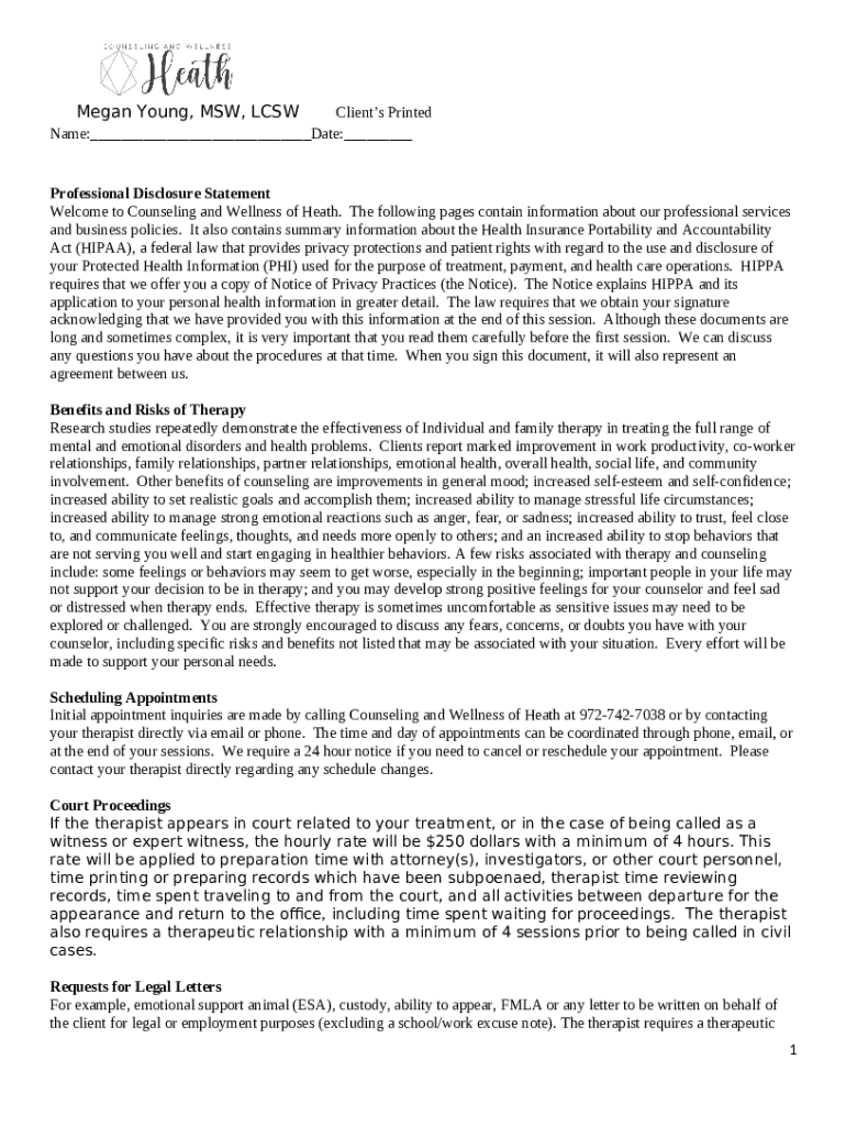 MAPS Counseling Services Professional Disclosure Statement Doc Template ...