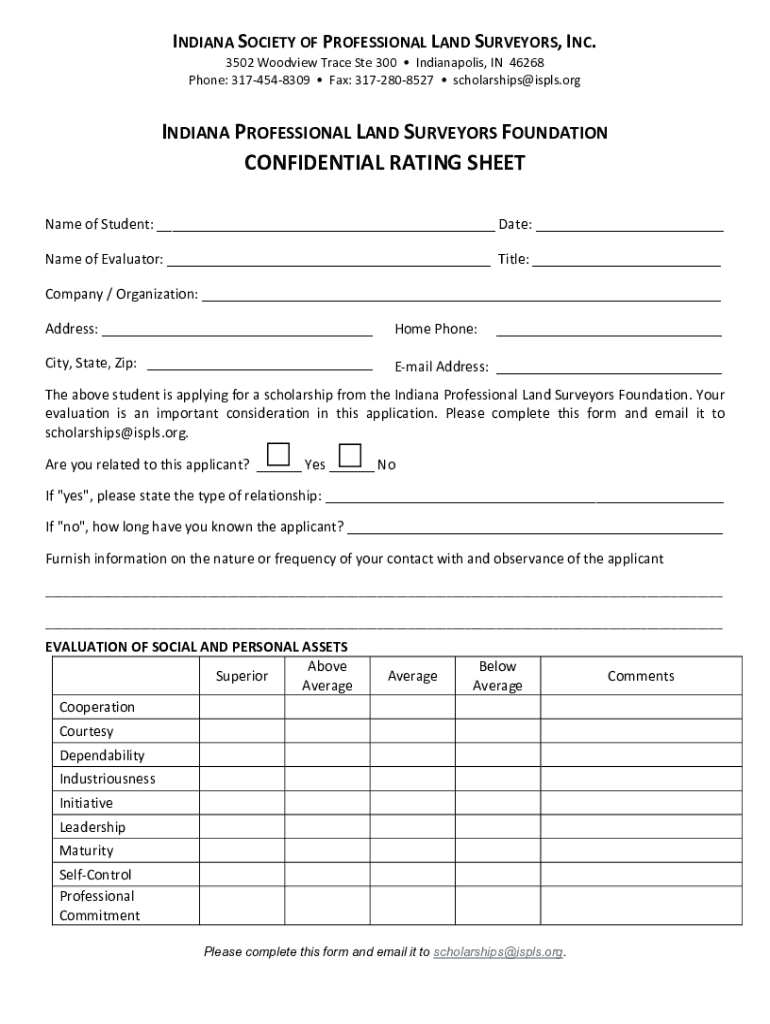Fillable Online CONFIDENTIAL RATING SHEET Fax Email Print - pdfFiller