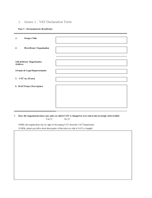 VAT Declaration Part I Doc Template | pdfFiller