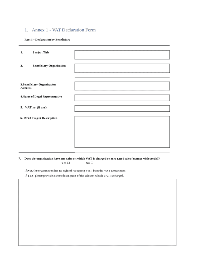 VAT Declaration Part I Doc Template | pdfFiller