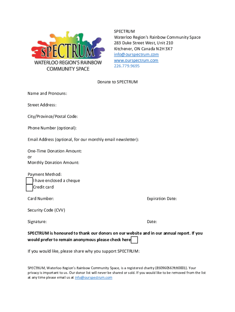 Fillable Online SPECTRUM supports LGBTQ2+ people & families in Waterloo ...