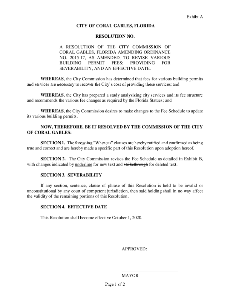 Fillable Online CITY OF CORAL GABLES, FLORIDA RESOLUTION NO. Fax Email Print - pdfFiller