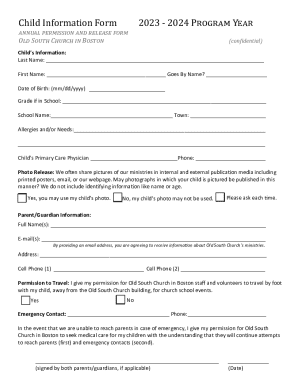 Fillable Online Old South Preschool Information Request Form Fax Email Print - pdfFiller