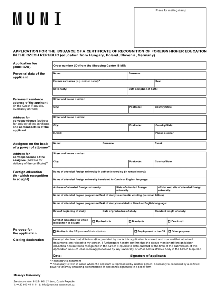 Fillable Online is muni application for the issuance of a certificate of recognition ... Fax ...