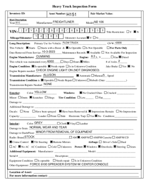 Fillable Online Heavy Truck Inspection Form 7 4 1 8 3 Fax Email Print ...