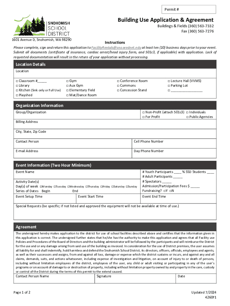 Fillable Online Building Use Application & Agreement Fax Email Print ...