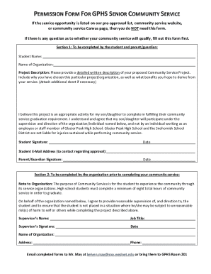 Fillable Online permission form for gphssenior community service Fax ...