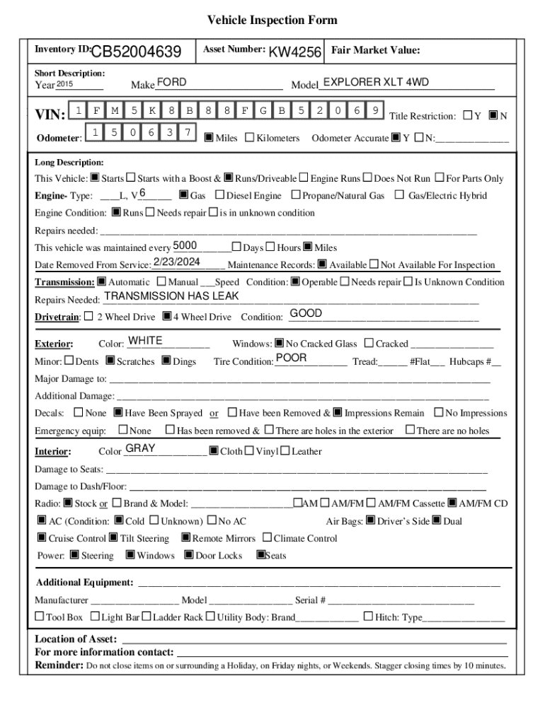 Fillable Online Inventory ID:CB52004639 Fax Email Print - pdfFiller