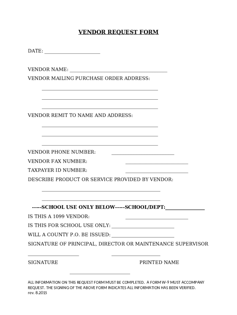 VENDOR MASTER INATION Doc Template | pdfFiller