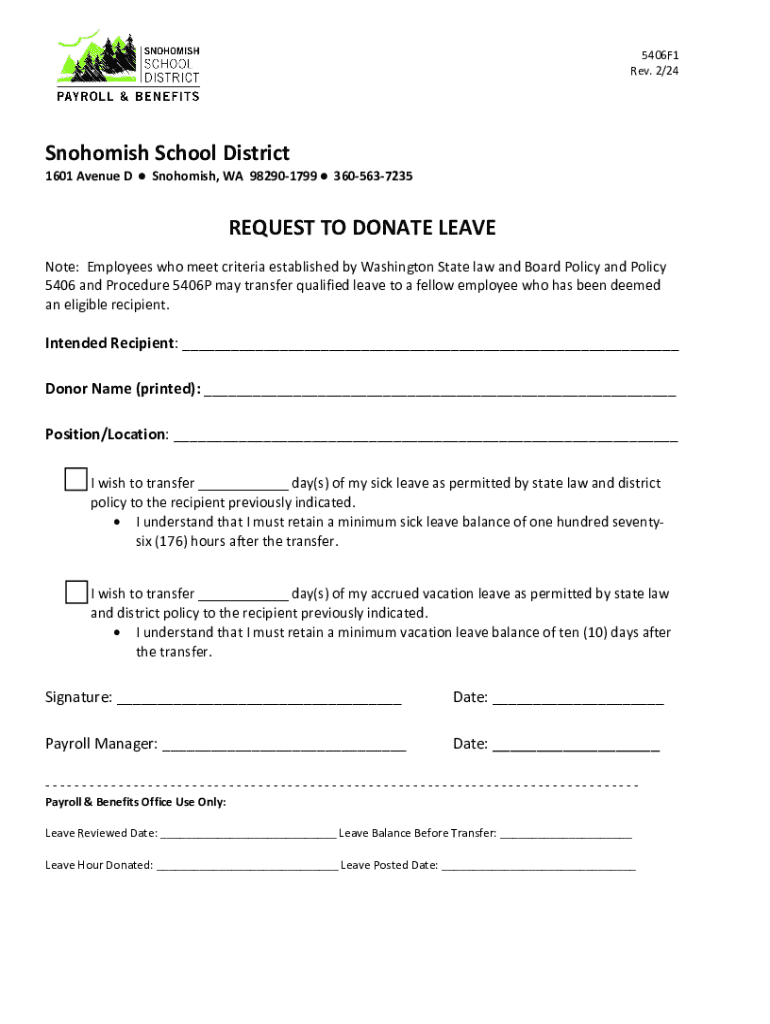 Fillable Online 5406F1 Leave Sharing Form. 5406F1 Leave Sharing Form ...