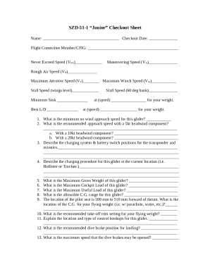 AIRCRAFT CHECKOUT SHEET - BLUE SKY AERO, INC. Doc Template | pdfFiller