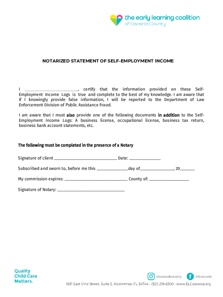 Fillable Online Statement-of-Self-Employment-Income. ... Fax Email ...