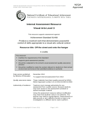 Level 3 Visual Arts internal assessment resource. Visual Arts 3.5A ...