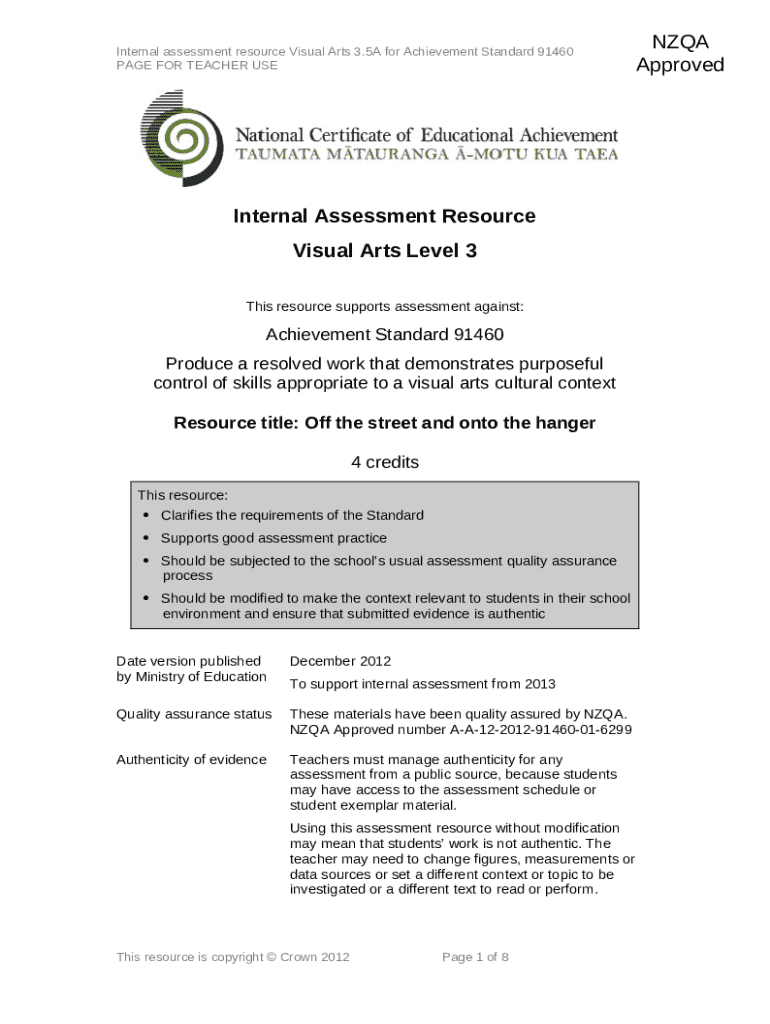 Level 3 Visual Arts internal assessment resource. Visual Arts 3.5A ...
