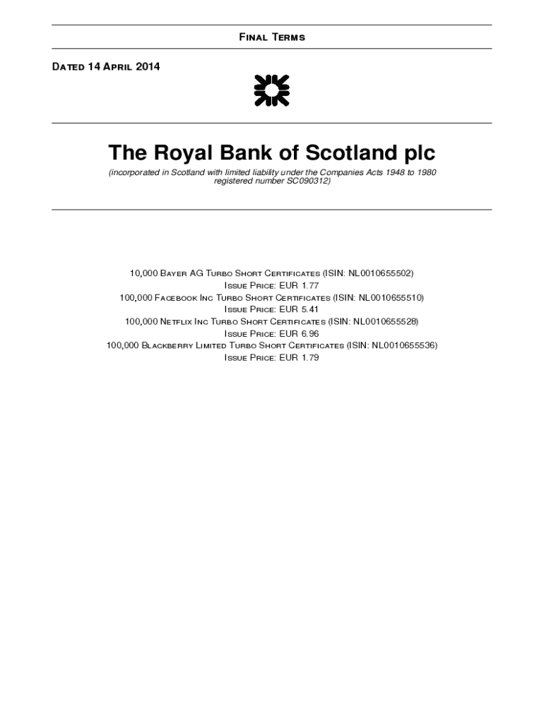 Fillable Online 10,000 Bayer AG Turbo Short Certificates (ISIN ...