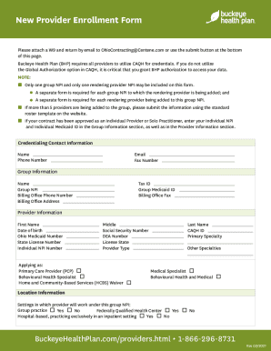 Fillable Online BHP New Provider Enrollment Form Fax Email Print ...