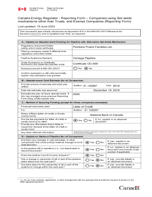 Fillable Online Canada Energy Regulator - Reporting Form Companies ...