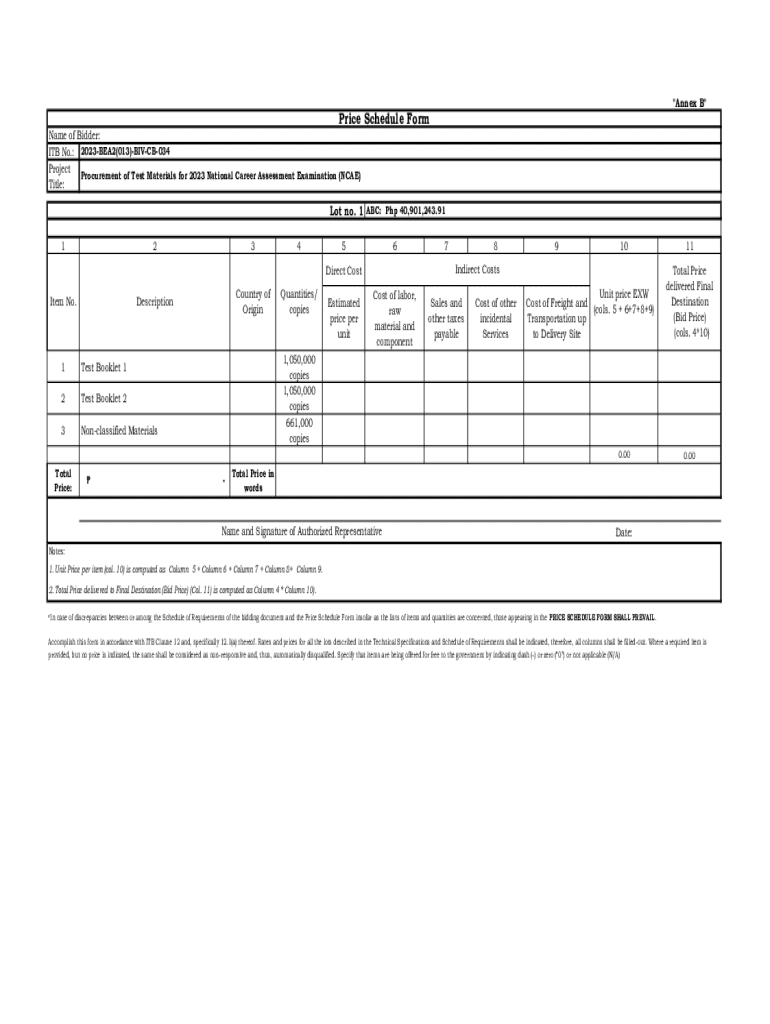 Fillable Online Procurement of Test Materials for 2023 National Career ...